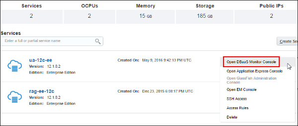 Oracle Database Cloud Service (DBaaS)クイック・スタート